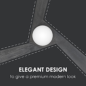 WINGBO 64" DC Ceiling Fan with Lights, 3 Reversible Solid Wood Blades, 6-Speed Noiseless DC Motor, Matte Black Finish Ceiling Fan with Remote, Gray