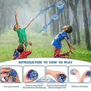 CASEIER Flying Orb Ball Hover Toy, Hand Controlled Floating Ball with RGB Light, 360° Spinning Flying Spinner Mini Drone, Cosmic Boomerang Balls, Magic Levitating Space Toys for Adults Kids (Blue)