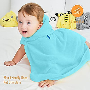 Sunny zzzZZ Baby Hooded Bath Towel and Washcloth Sets, Baby Essentials for Newborn Boy Girl, Baby Shower Towel Gifts for Infant and Toddler - 2 Towel and 8 Washcloths - Owl and Rhino