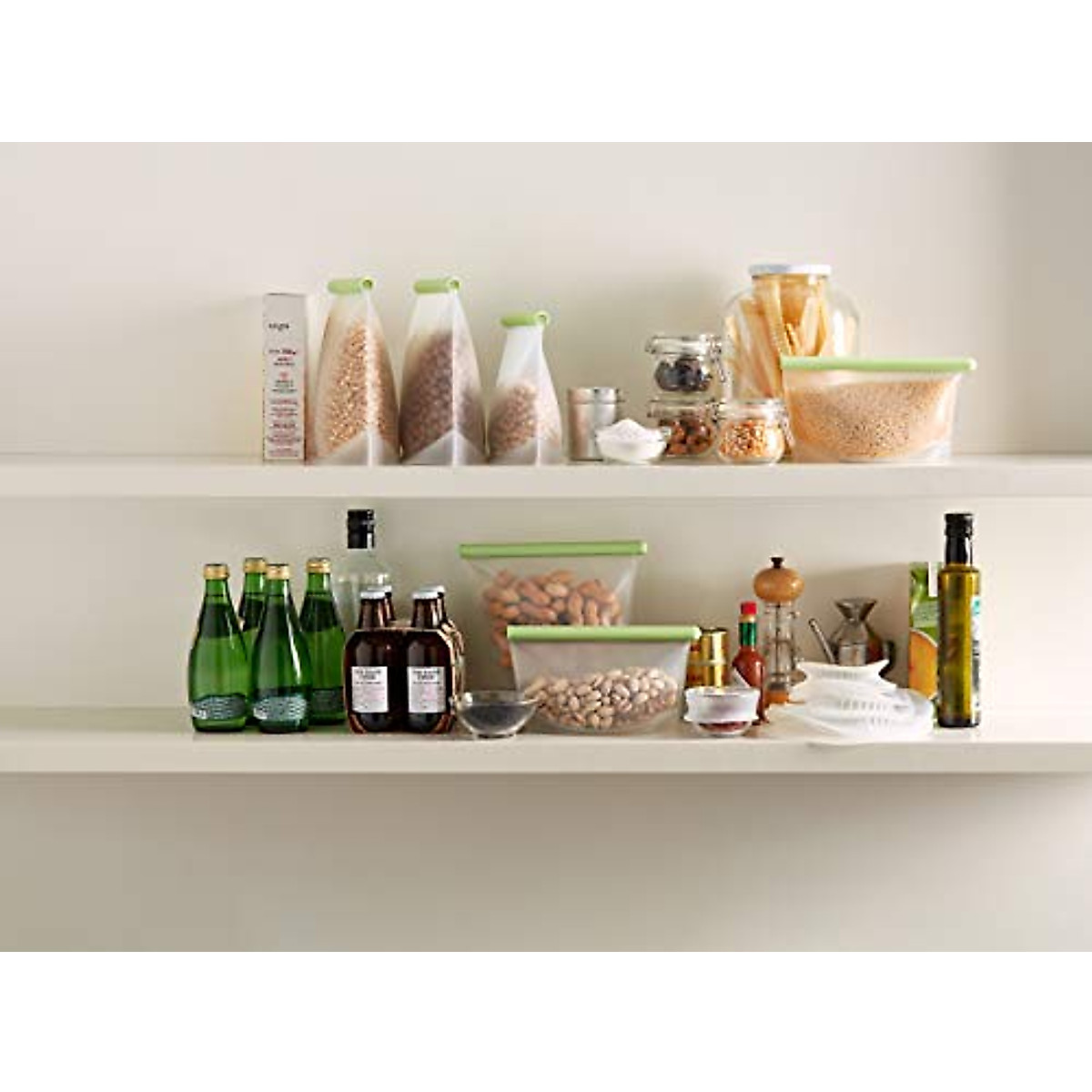 Lekue Reusable Silicone Bags for Airtight Food Storage and Sous Vide Cooking, Set of 3, Frost