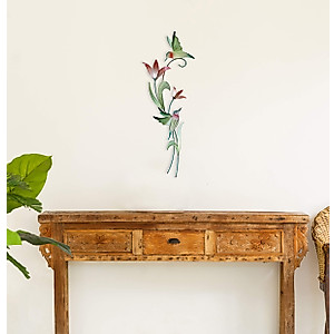 T.I. Design Hummingbirds Contemporary Floral Botanical Metal Wall Decor