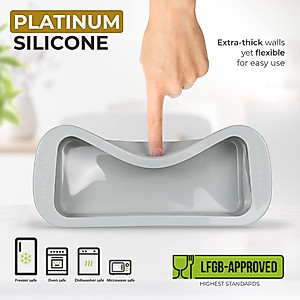 Silicone Loaf Pan (Medium) Non-Stick Oven Dish - Professional Bakeware Baking Mould for Cakes Pies Breads - Microwave Dishwasher Freezer Safe - Quick Release - 9.0" x 3.9" x 2.7" by Cook’n’Chic