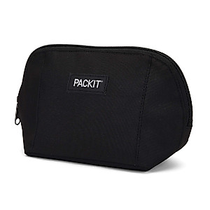 PackIt Freezable Lunch Bag with Zip Closure, Black Freezable Snack Bag, Black