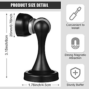 Magnetic Door Stoppers Stainless Steel Door Stops Magnetic Door Catch Holder with Screws for Wall Floor Mounted Wall Protector Hold Door Open (16, Black)