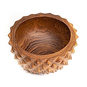 Rainforest Bowls 6" Pineapple Javanese Teak Wood Bowl- Perfect for Everyday Use, Hot & Cold Friendly, Ultra-Durable- Exclusive Luxury Custom Wooden Bowl Design Handcrafted by Indonesian Artisans