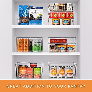 Sorbus Pantry Storage with Lids- Clear Plastic Refrigerator Bins- MultiPurpose & Versatile Stackable Cabinet Organizers- Cosmetics, Office Supplies, Food Organizer- 2 Pack (L,M)