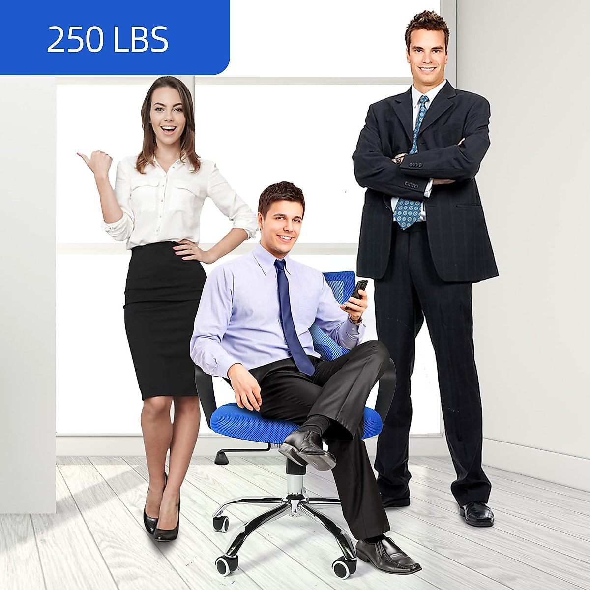 InfiniPower Task Mesh Computer Wheels and Arms and Lumbar Support Study Chair for Students Teens Men Women for Dorm Home Office, Blue