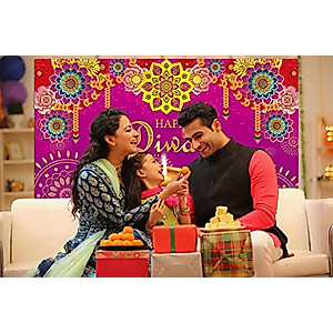 Funnlot Wall Backdrop for Diwali Festival Decorations - 5.9 x 3.2ft Banner for Happy Diwali Photo Booth