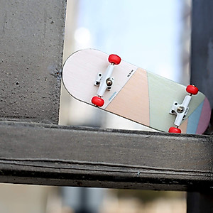 Noahwood Wooden Fingerboard Complete ((Noah Team 5-Layer Maple handmade Deck 33mmx98mm, NW King WhiteTrucks 33mm, NW II Red Wheels) (Born for PRO)