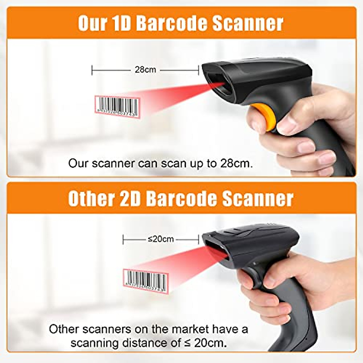 1D Laser Wired Barcode Scanners Readers, Wired Handheld Laser Barcode Scanner, Automatic 1D Bar Code Reader for Supermarket, Convenience Store, Warehouse