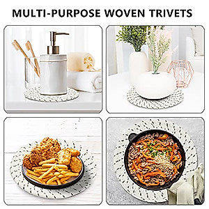 Trivets for Hot Dishes, Trivets for Hot Pots and Pans, 7 Inchs Hot Pads 5 Pcs and Storage Basket 1 Pack for Countertops, Pot Holders for Kitchen, Cotton Table Protector Hot Mats Heat Resistant (Mix)