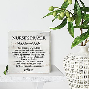 Nurse's Prayer Wood Box Sign Home Decor Rustic Nurse Wooden Box Sign Block Plaque for Wall Tabletop Desk Home Nurse Office Decoration 5" x 5"
