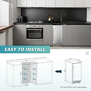 EUHOMY Beverage Refrigerator 15 Inch, Under Counter 127 Can Beverage Fridge with Stainless Steel Door, Beverage Cooler Built-in and Undercounter Beer Fridge, Drink Fridge - Soda Cola