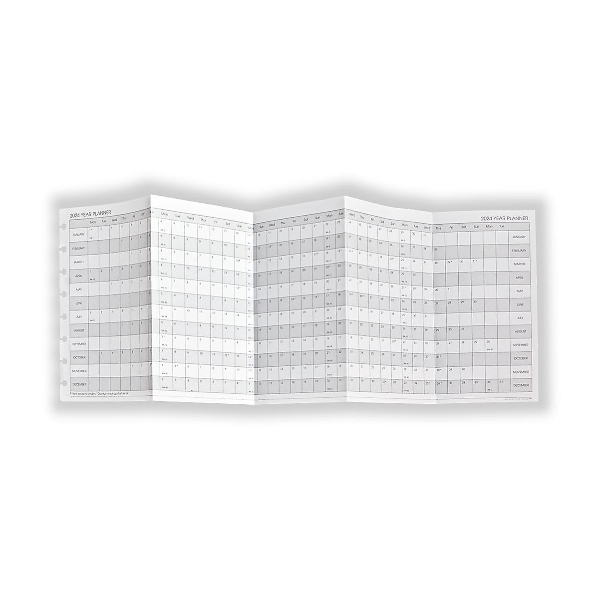 Levenger Circa Monthly Tabs & Pullout Calendar, Junior - Discbound Monthly Tab Dividers, One-sheet pullout calendar, 150-gsm white paper