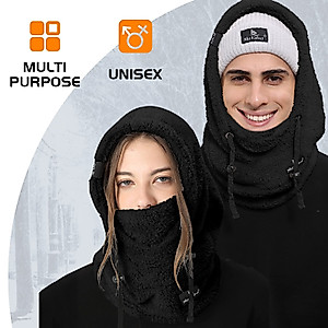 Shy Velvet Balaclava Wind-Resistant Winter Grey Face Mask,Fleece Cold Weather Ski Mask for Outdoor Skiing, Snowboarding, Motorcycling, Biking