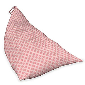 Ambesonne Pink Polka Dots Lounger Chair Bag, Spots Repeating and Plain Pattern Concept Pastel Background, High Capacity Storage with Handle Container, Lounger Size, Pale Pink and Rose
