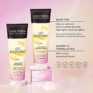 John Frieda Go Blonder Shampoo and Conditioner Set, Gradually Lightens Blonde Color Up, For Natural or Color-Treated Hair, Formulated with a Citrus Botanical Blend, Paraben Free, 8.3 oz, Pack of 2