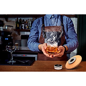 ANCHGPO Cocktail Smoker Kit Smoke Top with 8 Wood Chips for Bourbon/Cocktail Smoker lid, Bar Set, Old Fashioned Drink Smoker Kit Ideal Gift for Men, Dad,Husband(Without Torch)