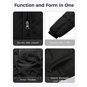 Wantdo Men's Warm Puffer Jacket Thicken Waterproof Winter Coat with Hood (Black, Medium)