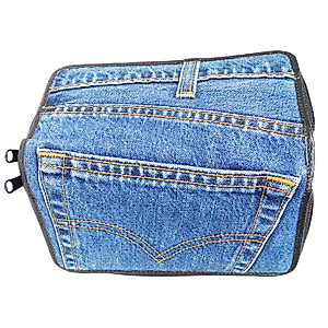 Bijoux de Ja Women Blue Denim Money Double Zipper Around Accordion Wallet Wristlet Purse Clutch DMW015