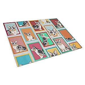 Caroline's Treasures MLM1102LCB Lots of Blue Merle Welsh Cardigan Corgi Glass Cutting Board Large Decorative Tempered Glass Kitchen Cutting and Serving Board Large Size Chopping Board