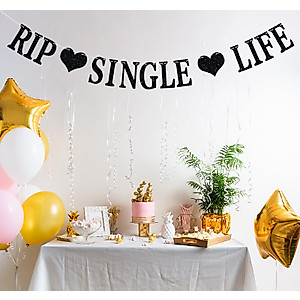 Rip Single Life Banner, Bride or Groom to Be, From Miss to Mrs, Tomorrow We Do, Glittery Funny Rude Bachelorette Party Decorations Supplies