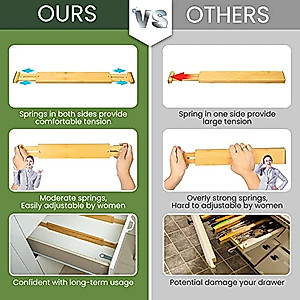 romise Drawer Dividers, Adjustable Bamboo Drawer Organizers, Bamboo Drawer Dividers Kitchen Organizers (15" - 22"), 4 Pack Expandable Drawer Organization Separators for Dresser,Bathroom,Bedroom,Drawer