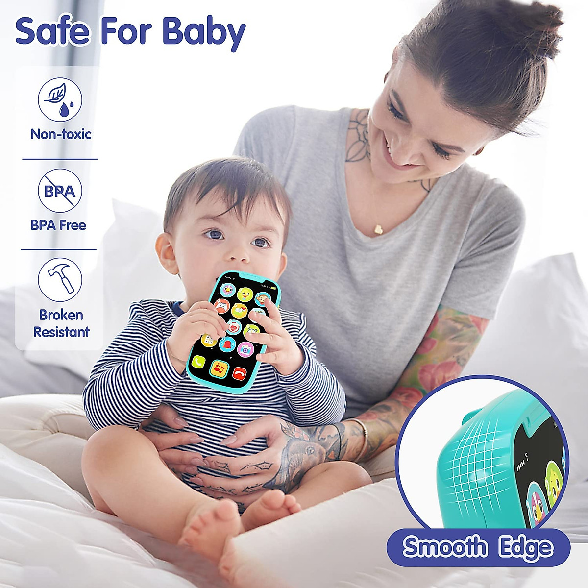 HOLA Baby Phone Toys for 1 Year Old Boy Girl, My First Learning Play Phone for Kid, Musical Light up Phone Toys 12 18 24 Month, Toys for 1,2 Year Old Boys Girls,Blue