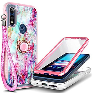 NGB Supremacy Case for Motorola Moto E 2020, Full Body Protection with [Built-in Screen Protector] Ring Holder/Wrist Strap, Slim Fit Shockproof Bumper Durable Cover Case (Fantasy)