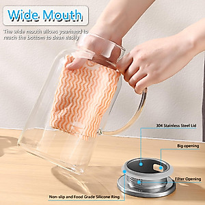 68 oz Glass Pitcher With Lid. Glass Carafe for Hot/Cold Water. 0.5 Gallon Pitcher 2 Pcs. Glass Water Jugs for Cold Brew Coffee, Iced Tea, Milk, Sun Tea Jar