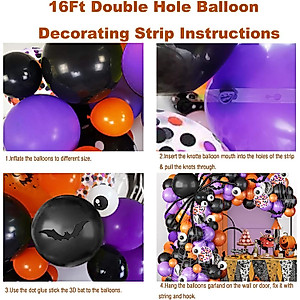 Halloween Balloons Garland Arch Kit, Black Purple Orange Balloons Spider latex balloon with eyes for Halloween Themed Party Kids Halloween Birthday Hocus Pocus Party Haunted House Decorations