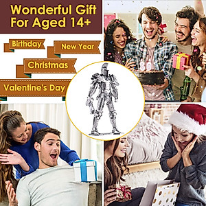 Piececool 3D Metal Puzzles for Adults DIY Mecha Model Kits Building Blocks, Black Knight 3D Figure Model kit Brain Teaser Puzzle Fidget Toys Hobbies for Men, Great Birthday Gifts -125 Pcs