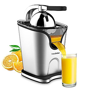 150W Electric Citrus Juicer Squeezer with 2 Cones, Healnitor Stainless Steel Quiet Orange Juice Extractor Machines for Lime Grapefruit Lemon, Detachable Design