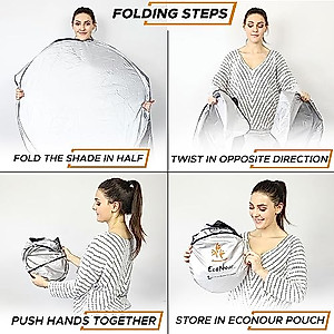 EcoNour Foldable Car Windshield Sun Shade | Sun Shade for Car Windows Blocks UV Rays and Keeps The Heat Out | Foldable Essential Car Accessory for Enhanced Comfort | Large Plus (70 x 42 inches)