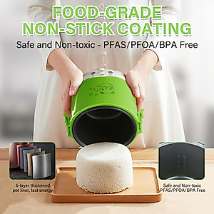 OSBA Mini Rice Cooker, 1L Travel Rice Cooker Small 12V For Car, Cooking For Soup Porridge and Rice, Cooking Heating and Keeping Warm Function(Green)