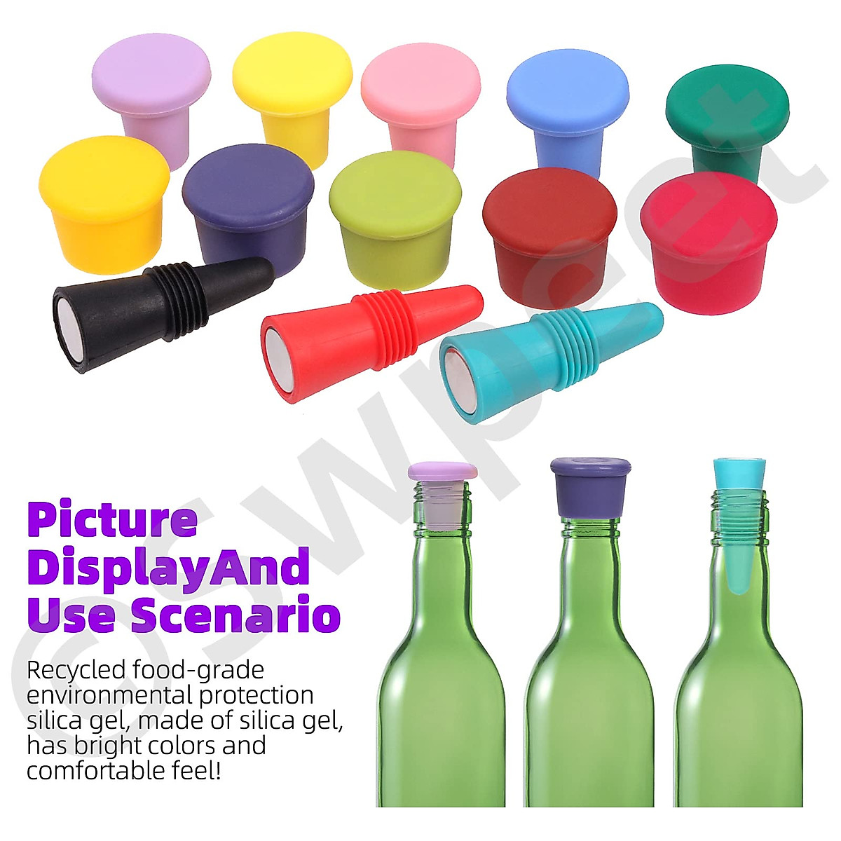Swpeet 13Pcs 3 Styles Silicone Wine Stoppers Assortment Kit, Airtight seal on Wine Bottles Reusable Beer Bottle Stopper Beer Glass Bottle Sealer Stoppers Beer Champagne Wine Storage Keep Fresh Tools