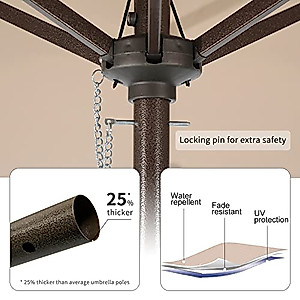 Verano Garden Patio Umbrella Rectangular Outdoor Table Market Umbrella with Push Button Tilt & Crank, 6.6 X 10 ft, Beige