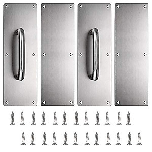 Sumnacon 2 Set 12" Stainess Steel Door Handle Pull & Push Plate - Heavy Duty Gate Handle Bar for Home/Office/Warehouse/Public, Suitable of Wooden/Composite Door with Screws, Brushed