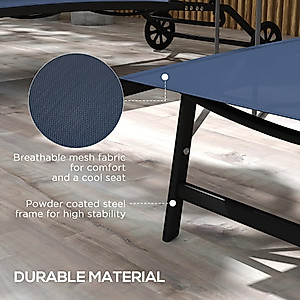 Outsunny Chaise Lounge Outdoor, 2 Piece Lounge Chair with Wheels, Tanning Chair with 5 Adjustable Positions for Patio, Beach, Yard, Pool, Dark Blue