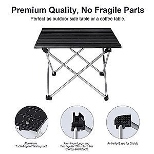 Portable Camping Table Small,Camping Tables,Ultralight Aluminum Folding Beach Table with Carrying Bag for Outdoor Cooking, Picnic, Camp, Boat, Travel-15.6" x 13.6"