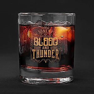 Bad Bananas BBGreek Omega Psi Phi Official Vendor - Set of 2 11oz Drinking Rocks Glasses - Sons of Blood and Thunder - Fraternity Paraphernalia