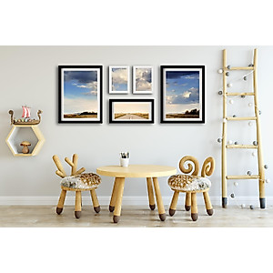 Picrit 11x14 Picture Frame Set of 7, Display 8 x 10 with Mat or 11 x 14 Without Mat, Photo Frames for Wall Mounting or Table Top Display, Black.