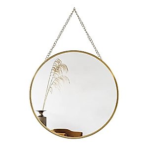 Hanging Circle Mirror Wall Decor Gold Round Mirror with Hanging Chain for Bathroom, Bedroom, Vanity, Living Room, Entryway, 10 Inch X 10 Inch