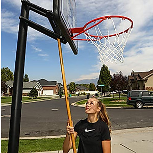 Lifetime 1008 Adjustable In-Ground Basketball Hoop, 44-Inch Backboard, Red/White/Blue