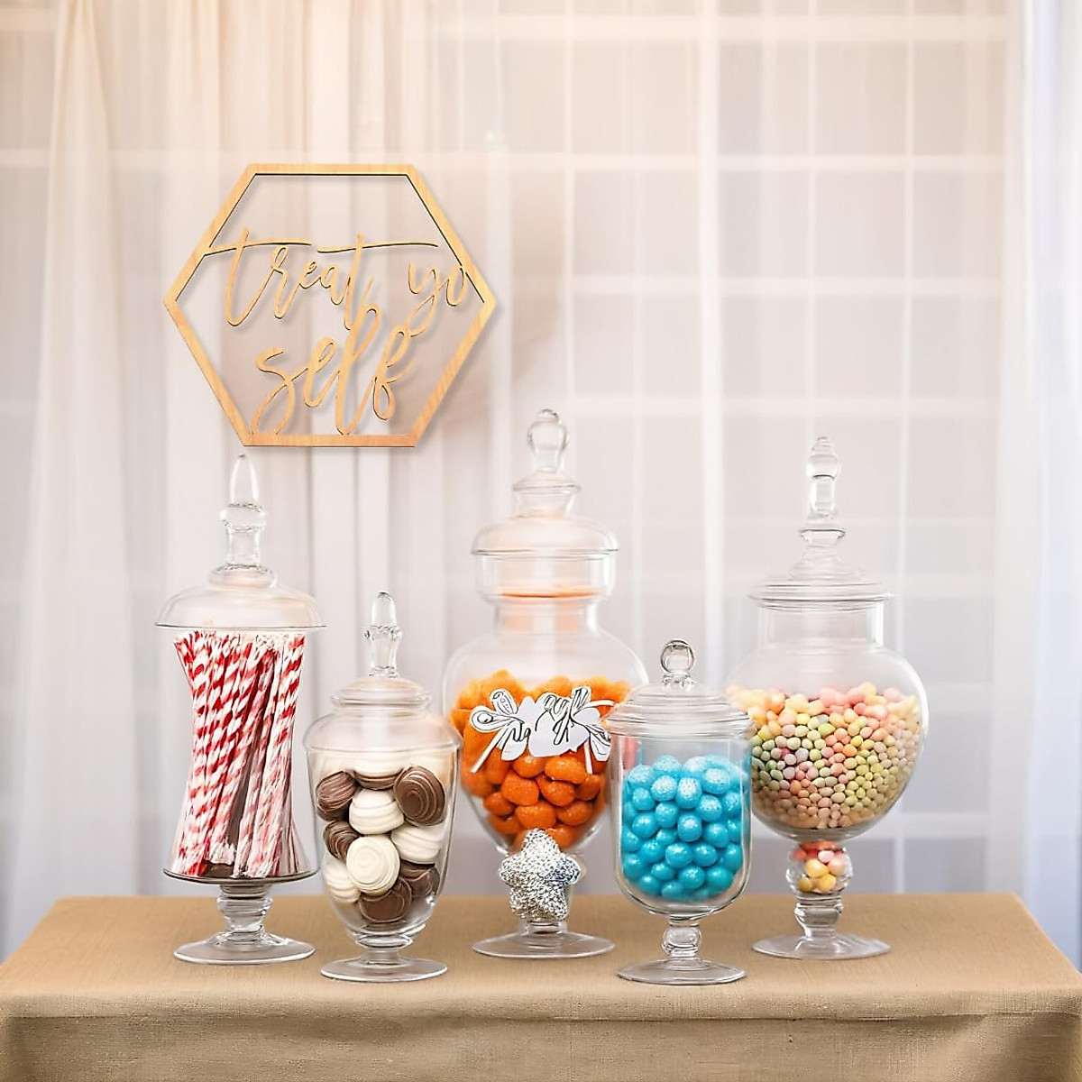 Koyal Wholesale Wood Treat Yo Self Sign, Wedding Display, Party Banner, Event Decorations for Wedding Engagement Bridal Shower Baby Shower Birthday Party (Treat Yo Self)