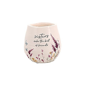 Pavilion - Sister - 8 Ounce Ceramic Candle, Jasmine Scented Candle, Sisters Gift from Sister, Inspirational Gifts for Women, Best Friend Bestie BFF Relaxing Candle, 1 Count, Cream