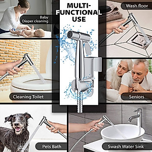 Bidet Sprayer for Toilet | Handheld Bidet Shattaf Toilet Spray | Stainless Steel Bathroom Baby Cloth Diaper Sprayer | Support Wall or Toilet Mount Aqua Earth