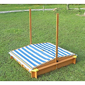 Blue and White Canadian Sandbox with Canopy Boys Girls