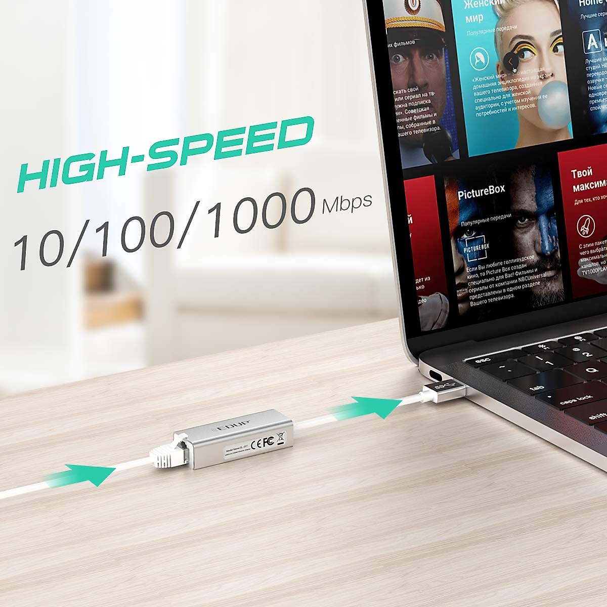 USB 3.0 Ethernet Wired RJ45 LAN Network Adapter 10/100/1000 for Desktop Laptop PC, Support Windows 10/8.1/8/7/Vista/XP Mac OS X