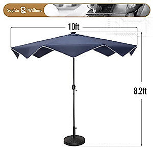 Sophia & William Patio Umbrella with 24 LED Lights Outdoor Umbrella with Corrugated Edge Easy Lift UV Protection 9ft Umbrella Auto-Tilt for 5 Pieces Patio Furniture Backyard Pool Garden, Navy